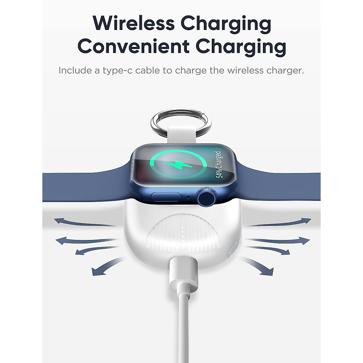 Portable Charger for Apple Watch, 1000mAh Magnetic Keychain Wireless Power Bank Watch Charger for iWatch with 4 LED Indicators, Apple Watch Accessories Compatible for All Apple Watch Series