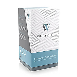 WELLSVILLE Luxury Temperature Control Gel Memory Foam Mattress - CertiPUR-US Certified Twin Grey/White