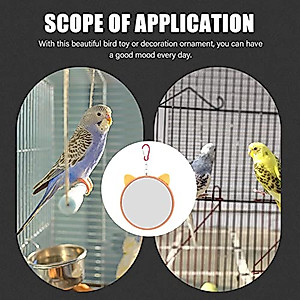POPETPOP 2Pcs Bird Mirror Parrot Hanging Swing Mirror Toys Bird Interactive Playing Toy for Chicken Cockatiel Parakeets Canaries Budgie Cage Accessories