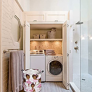 Laundry Basket African Black Girl Ballet Dance,Waterproof Collapsible Clothes Hamper Pink Skirt Star Bow,Large Storage Bag for Bedroom Bathroom