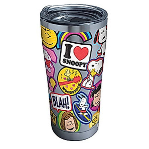 Tervis Triple Walled Peanuts - Sticker Collage Insulated Tumbler Cup Keeps Drinks Cold & Hot, 20oz, Stainless Steel