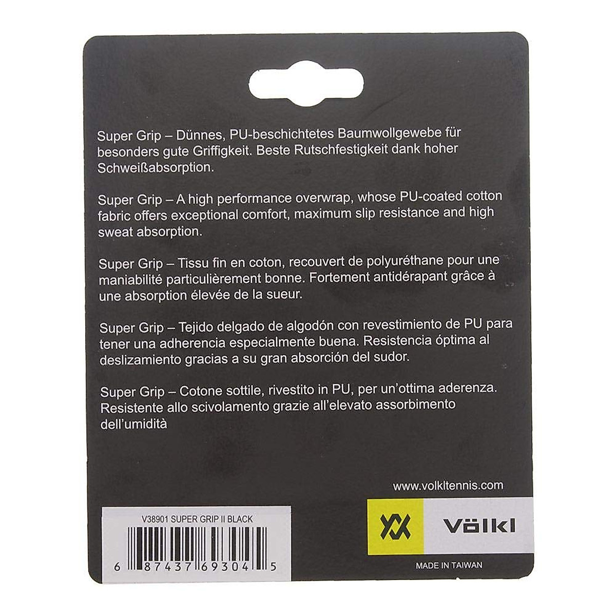 Volkl Super Grip II | Cotton | Overgrip | High Performance Tennis Grip (Black, 3 Pack)