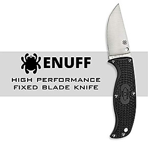 Spyderco Enuff Clip Point Fixed Blade Utility Multitool Knife with 2.75" VG-10 Stainless Steel Blade and Premium Custom-Molded Boltaron Sheath - PlainEdge - FB31CPBK