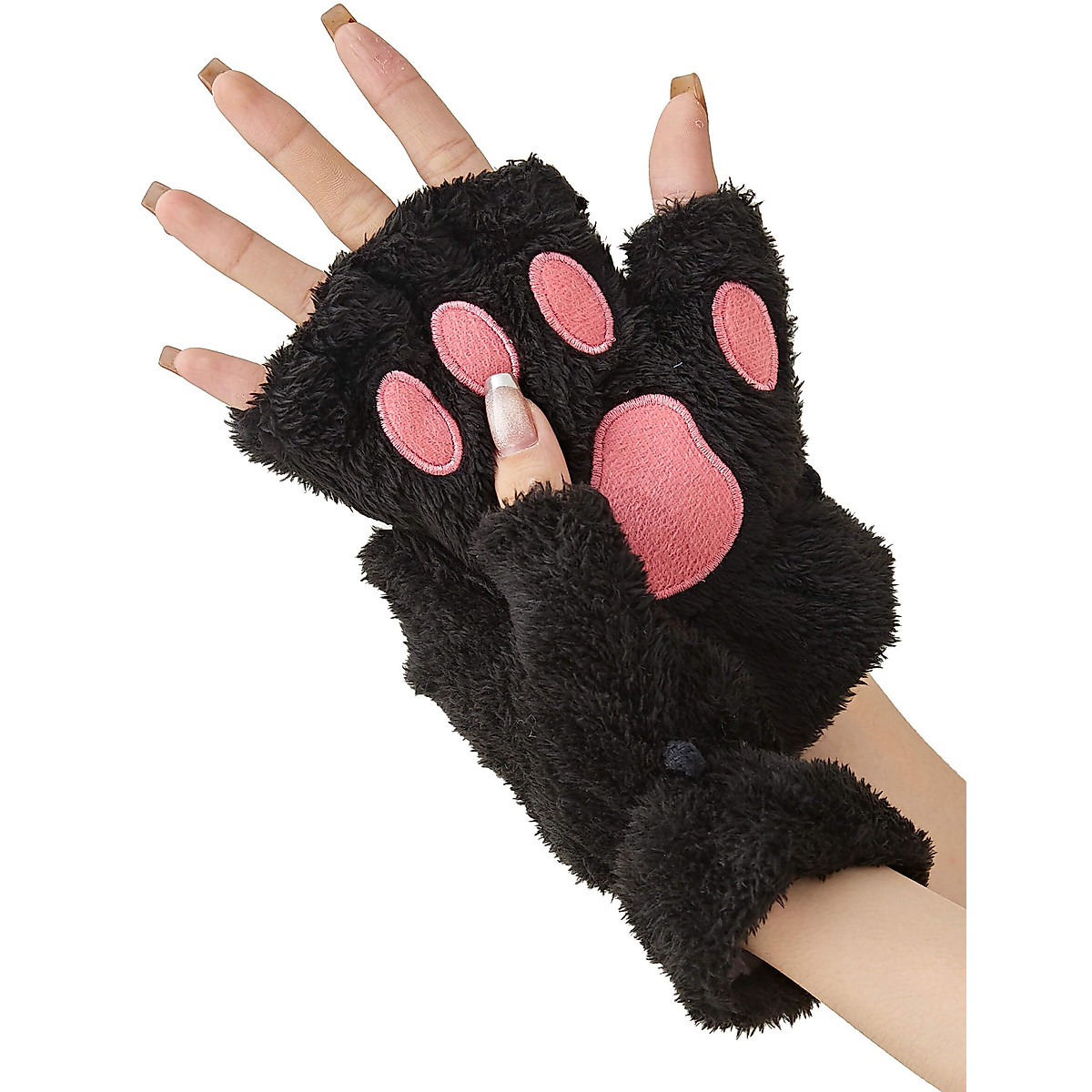 OTPEH Cat Paws Gloves Fingerless Bear Furry Paw Cute Hand Paw Gear Cosplay Costume Accessories