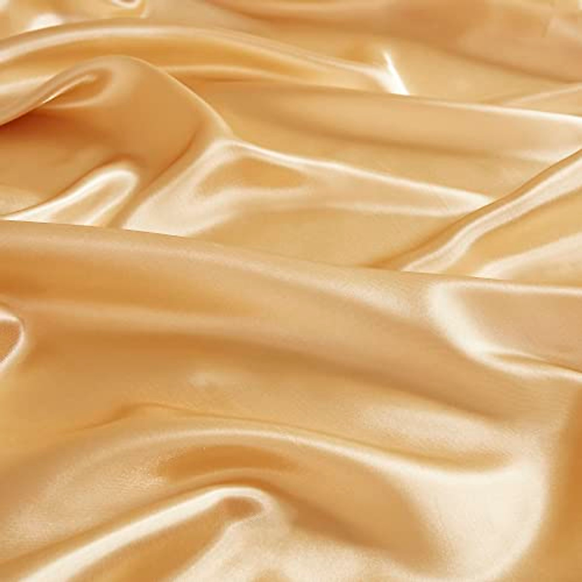 Madison Park Essentials Satin Sheets Queen Size, Luxurious Silky Satin Bed Sheets, Elastic 14" Pocket fits up to 16" Mattress, Wrinkle-Free, Soft Satin Bed Sheet Set, Gold 6 Piece