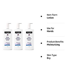 NEUTROGENA Norwegian Formula Deep Moisture Hypoallergenic Body Lotion (Pack of 3) For Dry Skin - (13.5oz or 400ml)