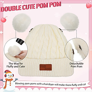 2 Set Kids Winter Hat Scarf Gloves Set Warm Toddler Knit Beanies Gloves Neck Warmer Set for Boys Children Girls (White, Pink)