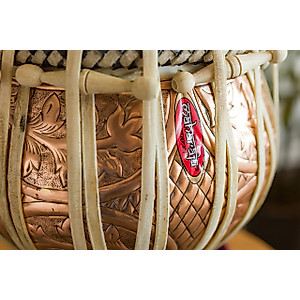 Tabla Drum Set by Maharaja Musicals, Professional, 3.5 Kg Copper Bayan - Designer Carving, Sheesham Tabla Dayan, Padded Bag, Hammer, Cushions, Cover, Tabla Musical Instrument (PDI-CJH)