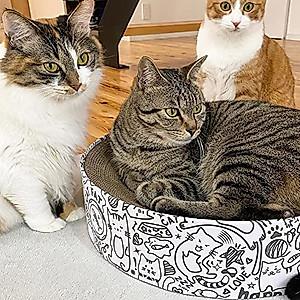 Cat Scratcher Cardboard 2in1 Round Cat Cardboard Bed Cat Scratch Pad Bowl for Indoor Cats Corrugated Lounge Bed&Furniture Protector &Training Toy XL