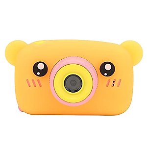 Kids Cartoon Camera, Front and Rear Dual Cameras Kids Camera Eco Friendly Multiple Fun Photo Frames ABS for Outdoor for 3‑10 Years Old Kids (Orange)