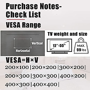No Stud TV Wall Mount, Drywall Studless TV Hanger No Damage, No Drill, Non Screws, Dry Wall Flat Screen TV Easy Install Bar Bracket fits VESA 12-55 inch TVs up to 99 lbs, Include Hardware Levels