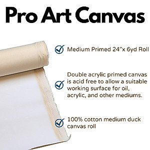 Pro Art Primed Canvas, 24-inch x 6-Yard Roll, White