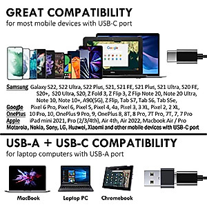 2 Packs of USB C Headphones, Type C Earbuds with Mic for Galaxy S22 Ultra Plus S21 S20, Pixel 6, OnePlus 10 Pro, iPad Pro Air Mini, USB-A to USB-C Adapter for Laptop Computer Use, White + Black