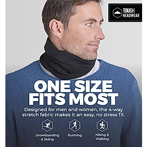 Tough Headwear Neck Warmer - Fleece Neck Gaiter, Winter Face Cover & Ski Scarf - Neck Cover for Men & Women for Cold Weather Black