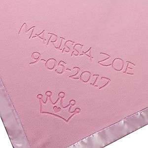 Custom Catch Personalized Princess Baby Blanket for Girl - Newborn or Infant Name Gift - Pink or Blue (2 Text Lines)