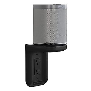 Sanus Outlet Shelf - Holds Any Device Up to 10lbs & Installs in Seconds - Includes Standard & Decora Style Outlet Covers & Integrated Cable Management Channel - Works for Sonos & Smart Home Speakers