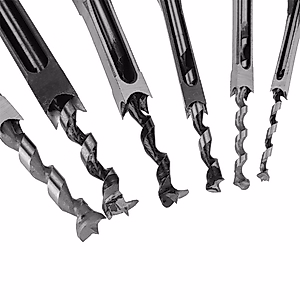 Hole Drill Bits, 6Pcs Steel Woodworking Hole Saw Mortising Chisel Mortiser Drill Bit Tool Set for Woodworker Carpenter DIY Wood Working, 1/4, 5/16, 3/8, 1/2, 9/16, 5/8-Inch