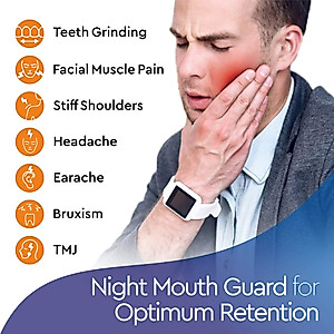 Professional Mouth Guard for Grinding Teeth - 2 Sizes 4 Pieces Mouthguard, Moldable Night Guards for Teeth Grinding, Night Guard for Bruxism & Teeth Clenching - Dental Guard Case
