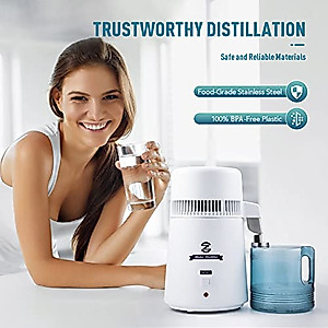 CO-Z Distilled Water Maker, 1 Gallon Water Distiller, 4L Home Countertop Water Distiller Machine, Table Desktop Water Distill Distilling Purifier Purification Filter, Home Pure Clean Water Device