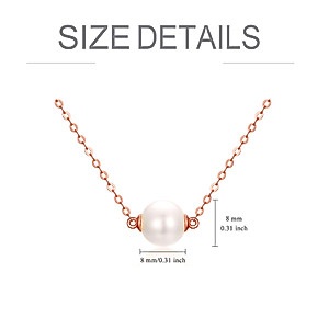 14K Solid Gold Pearl Necklace for Women, Delicate Cultured Freshwater Pearl Choker Pendant Necklace Love Jewelry Gift for Girls, Mom, Wife 16"-18"