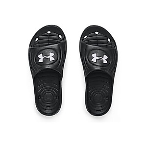 Under Armour boys Locker Iv Slide Sandal, Black (001 Black, 4 Big Kid US