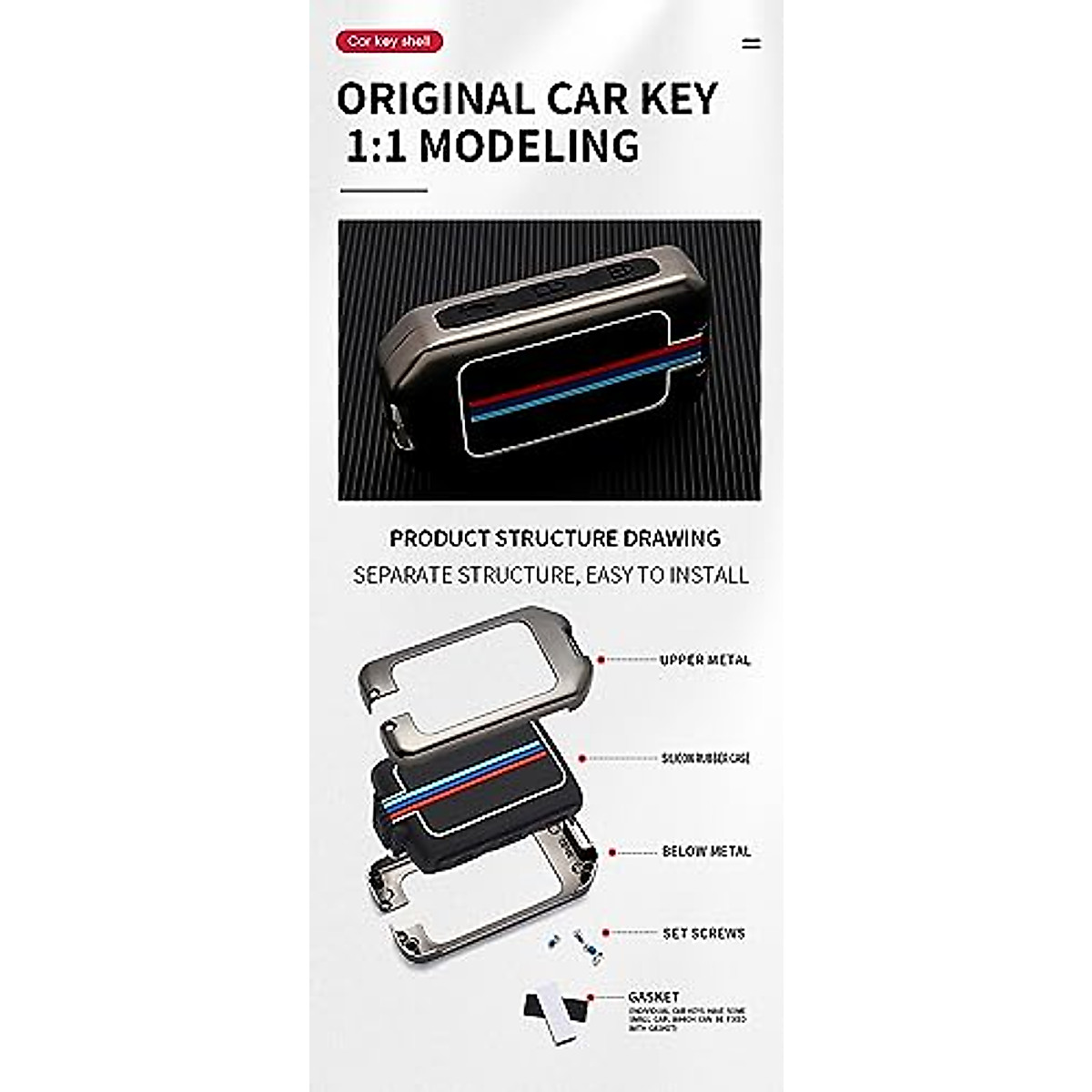 SANRILY Luminous Smart Key Fob Cover Case Fit for Volvo XC40 XC60 XC90 S90 S60 V60 V90 Keyless with Keychain Black