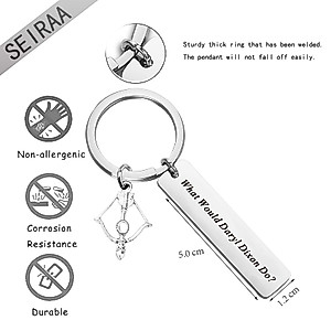 SEIRAA TWD Inspired Gifts TWD Fans Gift Zombie Apocalypse Keychain What would daryl dixon do Keychain (Walking Keychain)