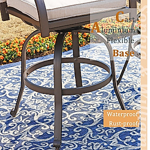 Sophia & William Cast Aluminum Patio Bar Chairs Set of 2, Bar Height Swivel Outdoor Bar Stools Chairs, Counter Height Outdoor Barstools, Brown, Load Capacity: 350 lbs