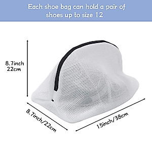 Tenn Well Shoe Washing Machine Bags, 3PCS Mesh Laundry Bags for Shoes, Sneakers, Trainers, Tennis Shoes, Slippers, Fit up to Men’s Size 12