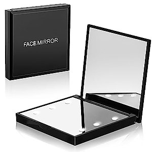 JMH Pocket Mirror, 1X/3X Magnifying Mirror with Light, LED Compact Travel Makeup Mirror, 2-Sided Handheld Folding Mirror, Purse Mirror, Portable, Small Lighted Compact Mirror for Gift