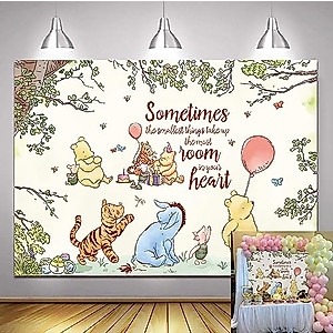 Classic Bear Backdrop Cartoon Animal Honey Bear Forest Friends 1st Birthday Photography Background Banner Boy Girls Newborn Baby Shower Party Decorations Supplies (8x6ft)
