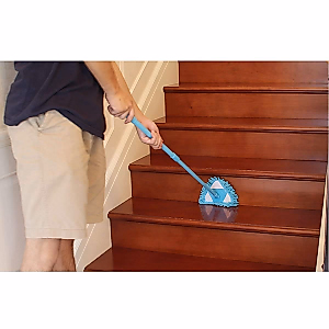 ALILILI 180 Degree Rotatable Adjustable Triangle Cleaning Mop,Multi-functional Retractable,Equipped With 2PCS Replacement Mop Cloth (Blue),3 Piece Set