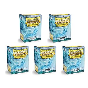 5 Packs Dragon Shield Matte Clear Standard Size 100 ct Card Sleeves Value Bundle!