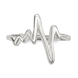 IceCarats 925 Sterling Silver Heart Love Beat Ring Size 8