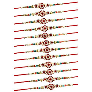 TIED RIBBONS Rakhi for Brother (Set of 12) | Bro Rakhi with Card | Rakhi for Bhaiya | Roli Chawal - Raksha Bandhan Rakhi Bracelet for Brother Rakhi Set | Bhai Rakhi Thread | Rakhi Set for Brother