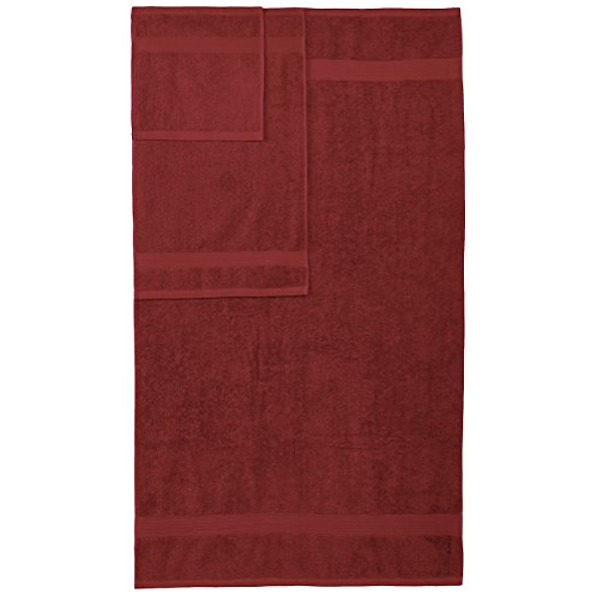 Amazon Basics 6-Piece Fade Resistant Bath towel, Hand and Washcloth Set - Crimson, 14.25" L x 10.85" W