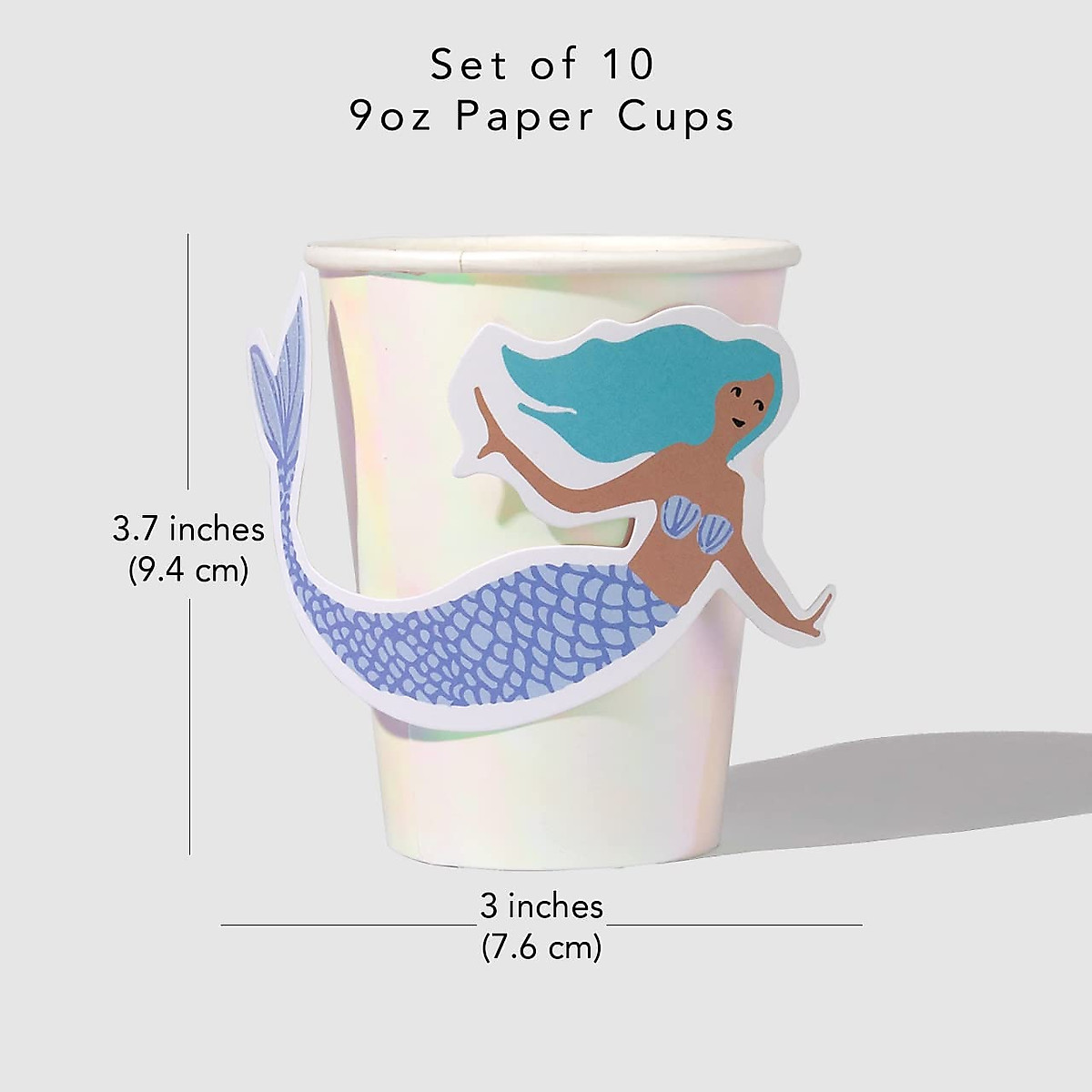 Coterie Unicorn Party Cups (Set of 10) - Party Cups For Unicorn Party, Birthday Party, Baby Shower - Unicorn Party Supplies | 9oz Iridescent Cups with Glitter Stick-On Unicorns | Paper