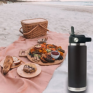 Straw Lid for Yeti Rambler Bottle - 18 26 36 64 oz, Lid with Straws and Flexible Handle for Yeti Straw Lid Replacement, Straw Cap Compatible with Yeti Rambler Bottle Water Bottle Accessories