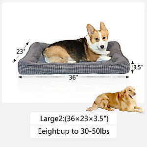 WINDRACING Dog Crate Bed for Large, Medium Dog, Washable Dog Bed for Crate with Bolster, Pet Crate Beds for Large Sized Dogs with Removable Cover and Non Skid Bottom, 36 x 23, Gray