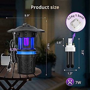 POWIFY Mosquito Trap Outdoor, Bug Zapper with Fluorescent UV Light, Mosquito Zapper with Suction Fan and 1000V Grid Combination, Fly Trap Mosquito Killer for Gnat, Moth, Flying Insect (Without Stand)