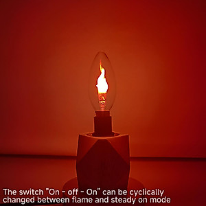 XIAOKALAMI LED Flame Effect Light Bulb E12 Flickering Candle Light Bulbs Crystal Clear Candle Bulb for E12 Edison Base for Chandelier Vintage Christmas Light Bulbs Party 2pack (Red Light Two Mode)