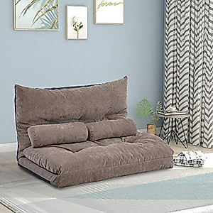 LTT Folding Futon Sofa,Sofa Bed, Dual-Purpose Multi-Functional Adjustable Video Gaming Sofa Lounge Sofa with Two Pillows