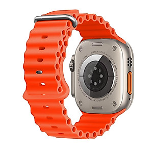 Ycysh Silicone Compatible with Apple Watch Ultra Ocean Band 49mm 45mm 44mm 42mm,Women Men Soft Sport Strap for iwatch Series Ultra 8 7 6 5 4 3 2 1 SE,Orange