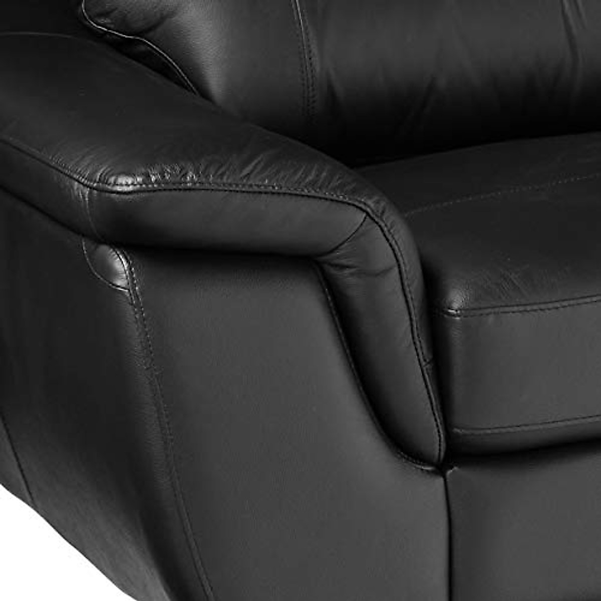 Cortesi Home Chicago Leather Sofa, 79", Black