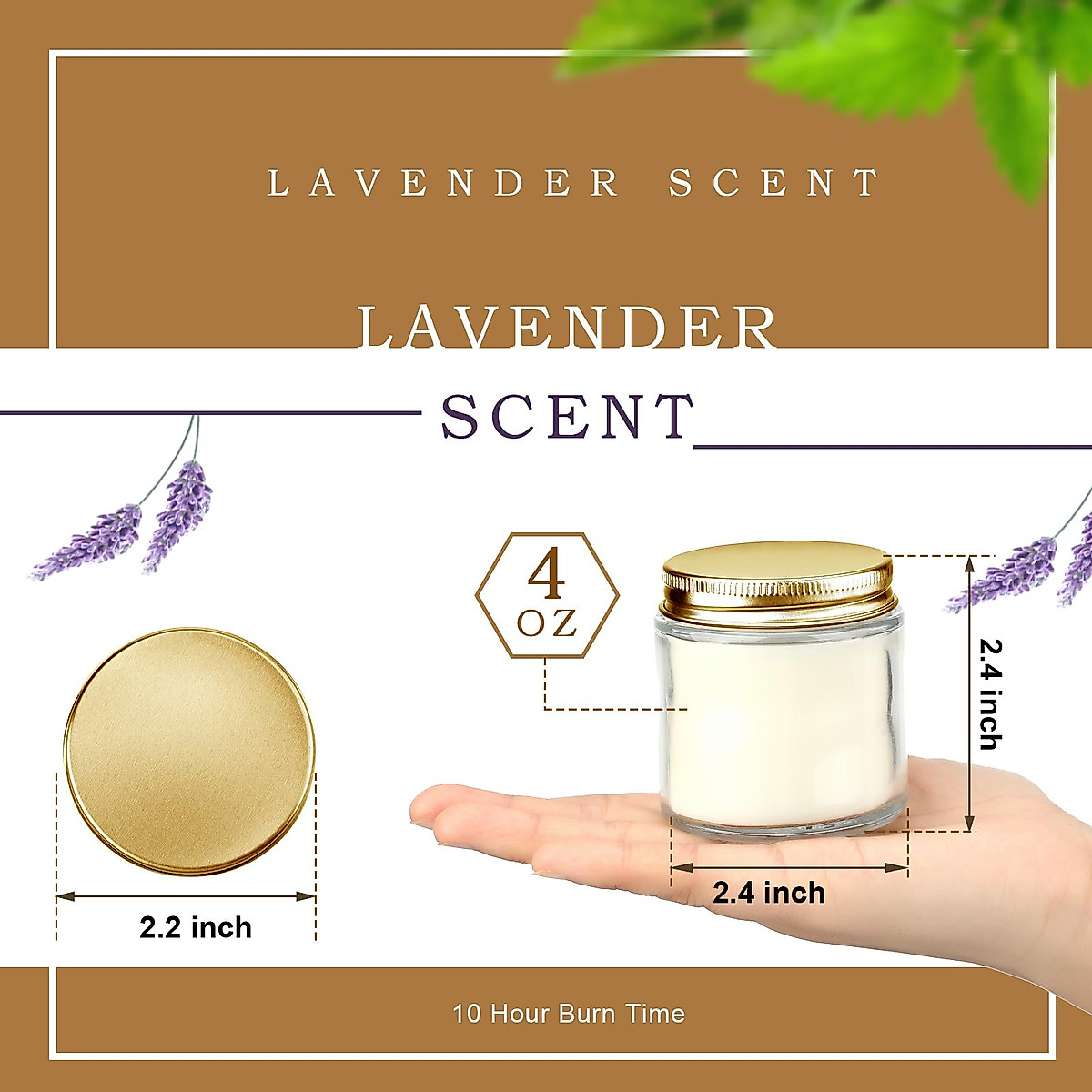 Lounsweer 24 Pcs Bulk Candles Mini Mason Jar Candles 4oz Small Scented Wedding Favors Gifts Lavender Wax Stress Relief Aromatherapy Candles for Christmas Birthday Baby Shower Party Favors(Gold)