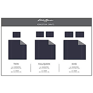 Eddie Bauer - Queen Comforter Set, Reversible Cotton Bedding with Matching Shams, Pre-Washed for Added Softness (Kingston Navy, Queen)
