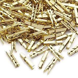 200 Pieces Photo Clips,Mini Rose Rold Plastic Utility Paper Clip Clothespins Clip