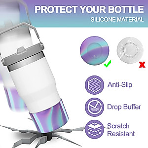 WUQID Protective Mixed Silicone Boot Sleeve 2PC Compatible with Stanley 20 30 40oz & Hydroflask 12oz-40oz Bottles/Tumbler Anti-Slip Bottom Sleeve Cover for All Bottles Bottom Width of 2.83-2.95in
