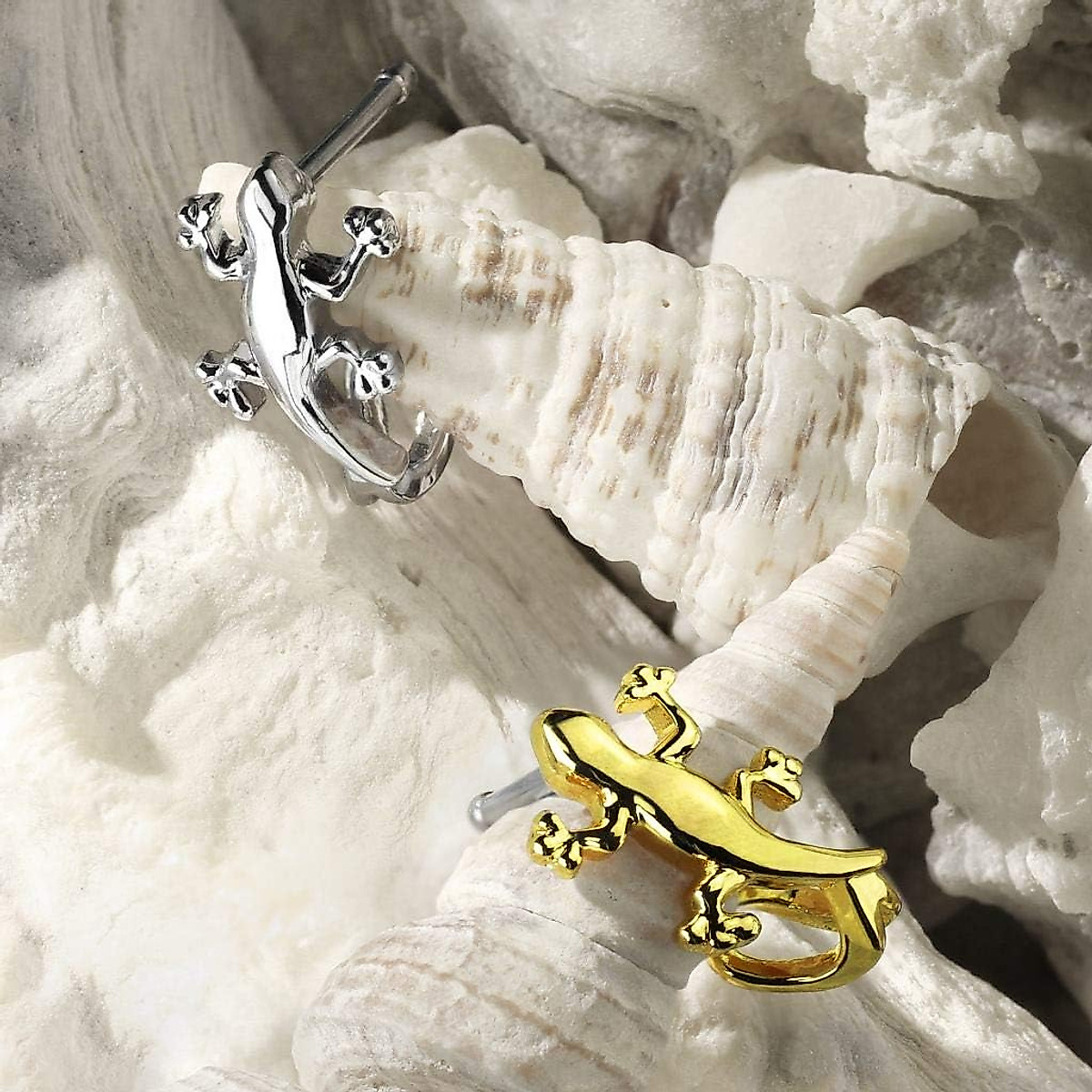 Covet Jewelry Gecko Nose Crawler 316L Surgical Steel Nose Bone Stud Ring