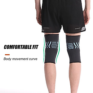 POKEAT 2Pcs Knee Brace Knee Compression Sleeve Support for Running Arthritis Meniscus Tear Joint Pain Relief and Injury Recovery,Blue,L